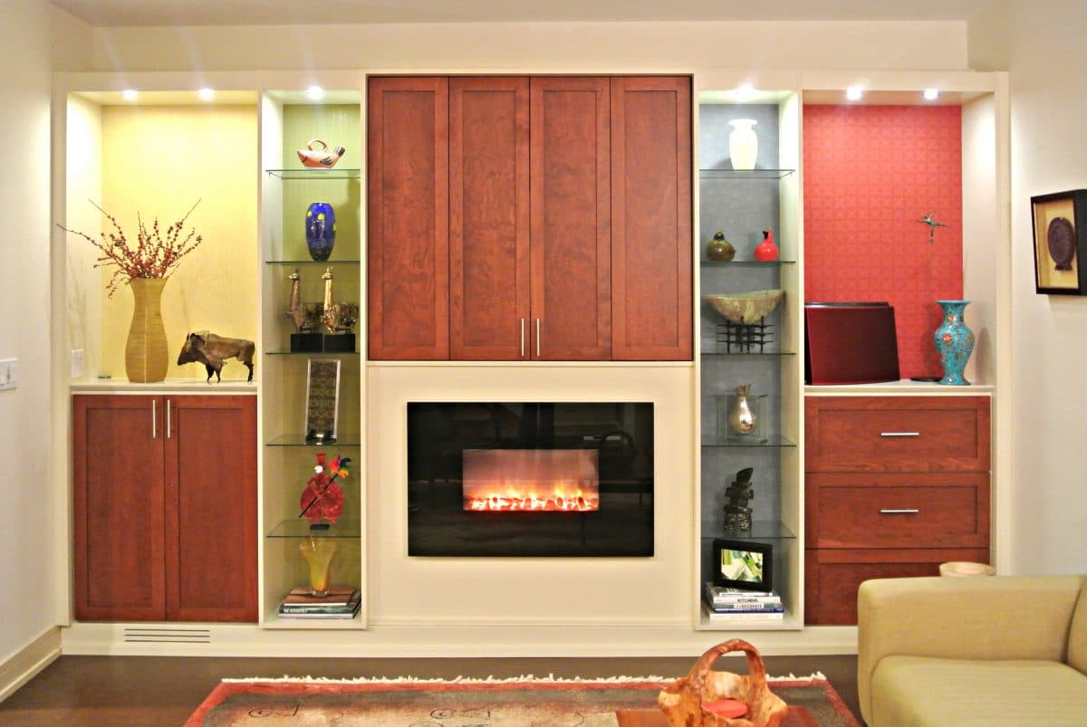 Builtin Fireplace Entertainment Center With Floating